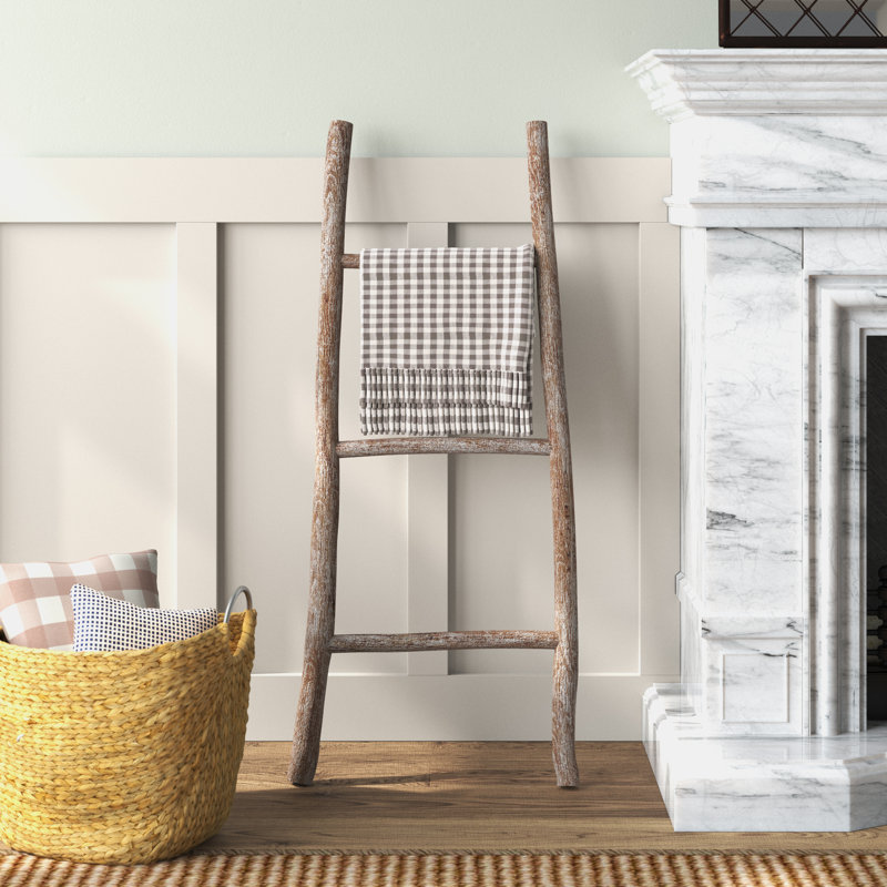 Millwood Pines Wood White Washed 39" Blanket Ladder & Reviews | Wayfair