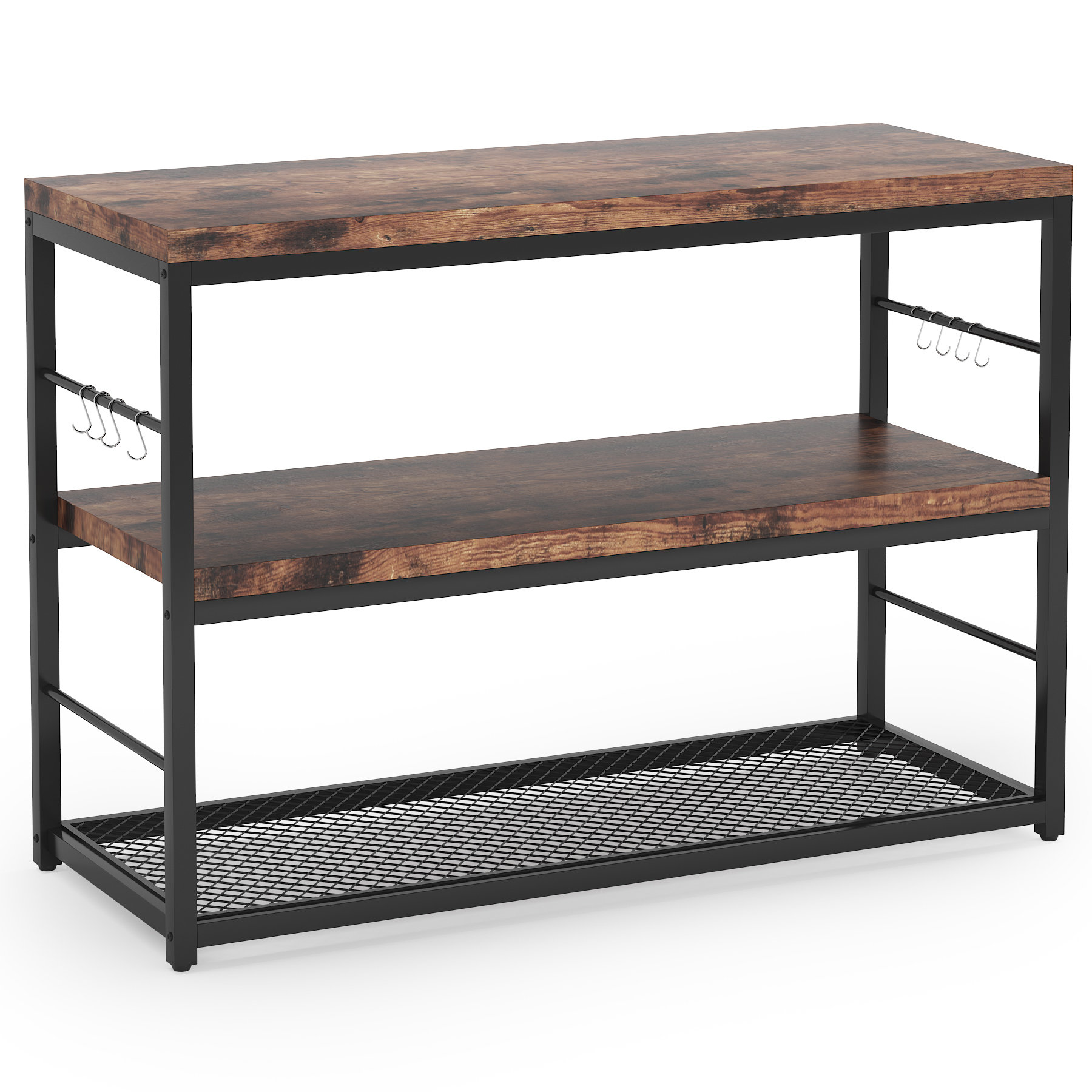 17 Stories Kitchen Island, 3-Tier Kitchen Shelf With Large Worktop ...