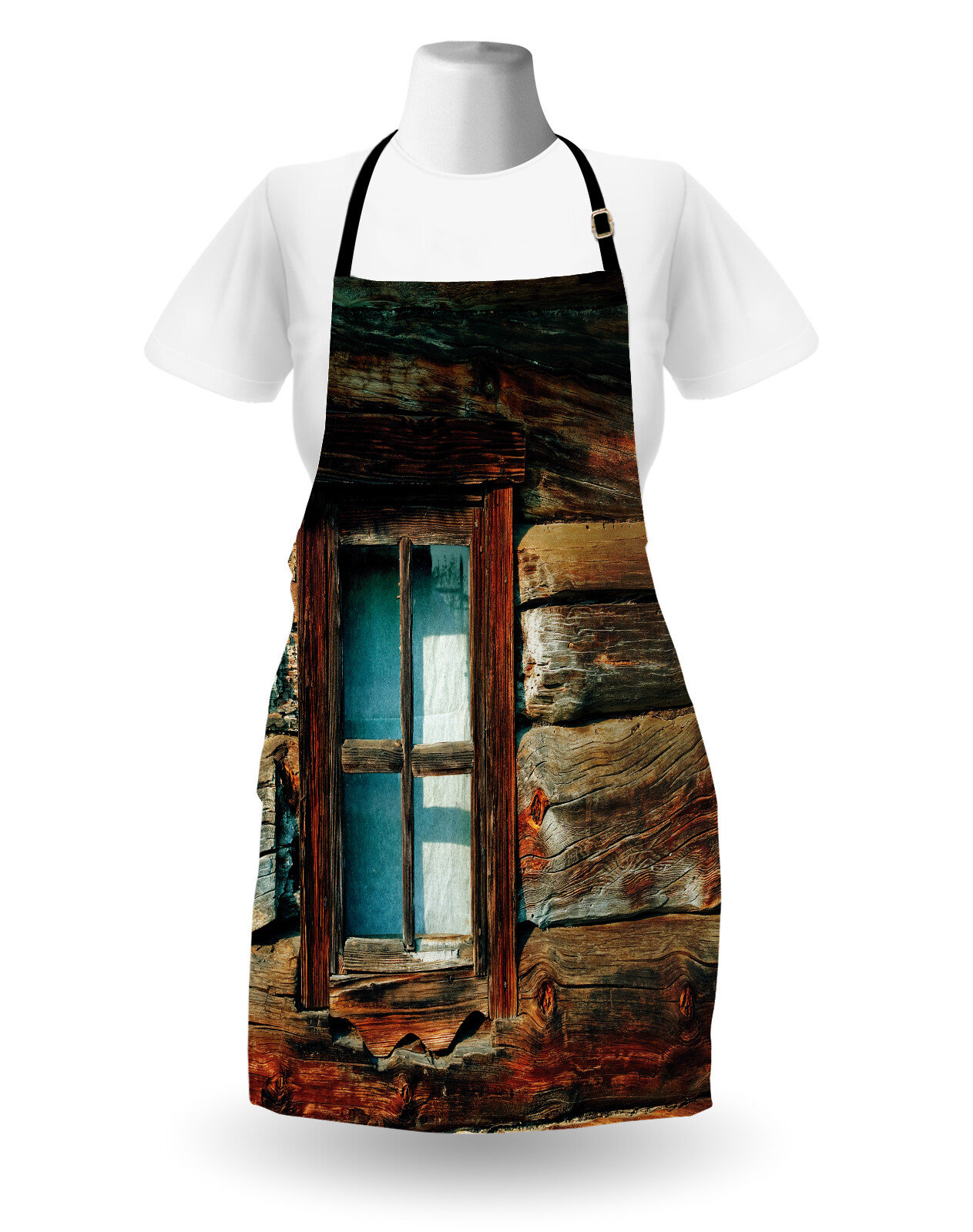 East Urban Home Scenery Apron Unisex, Wooden Pattern Window, Adult Size ...