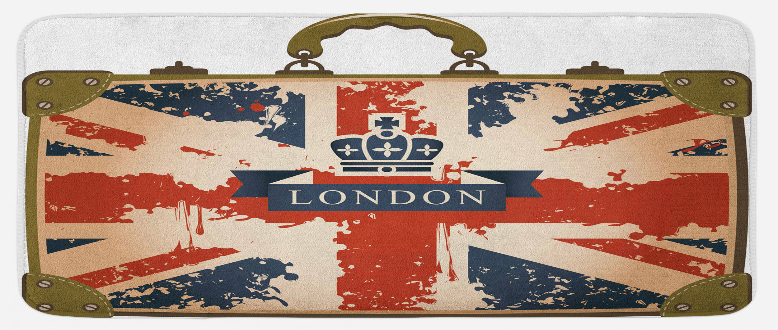 East Urban Home Vintage Travel Suitcase With British Flag London Ribbon ...