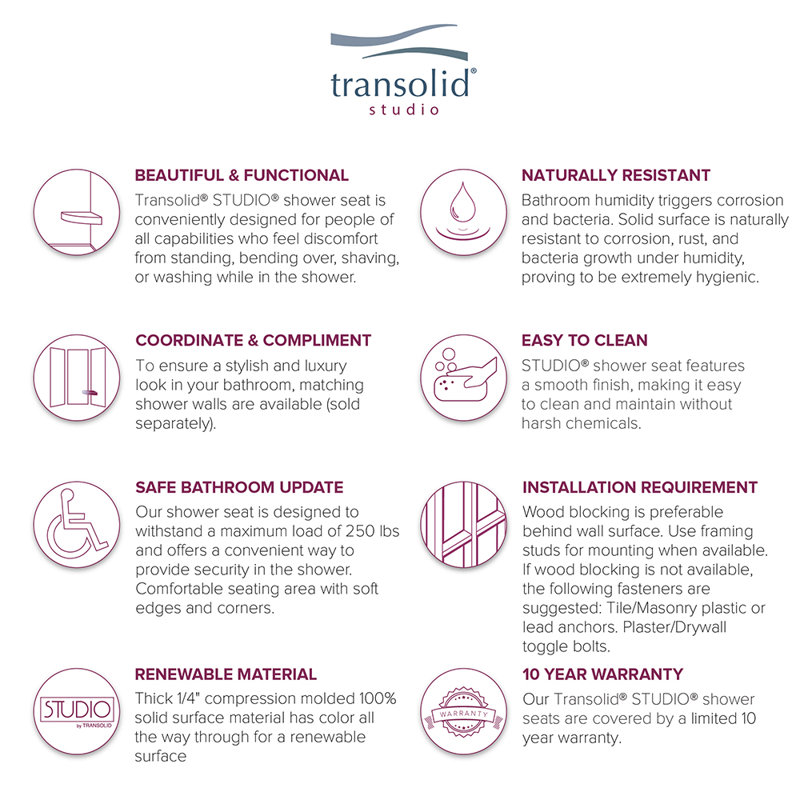 Transolid 14.5" W Shower Bench | Wayfair