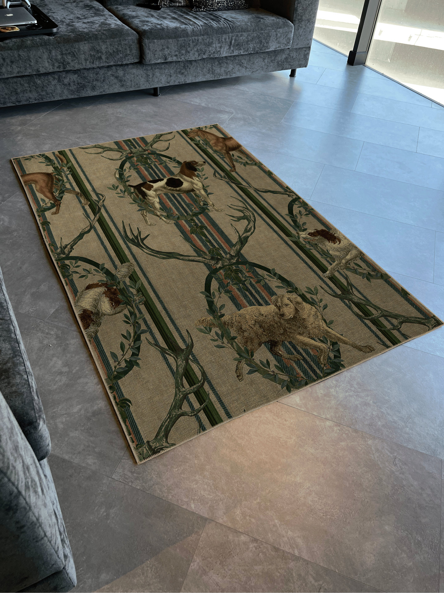 Hokku Designs Multi-Colored Mountain-Themed Vine and Dog Patterned ...