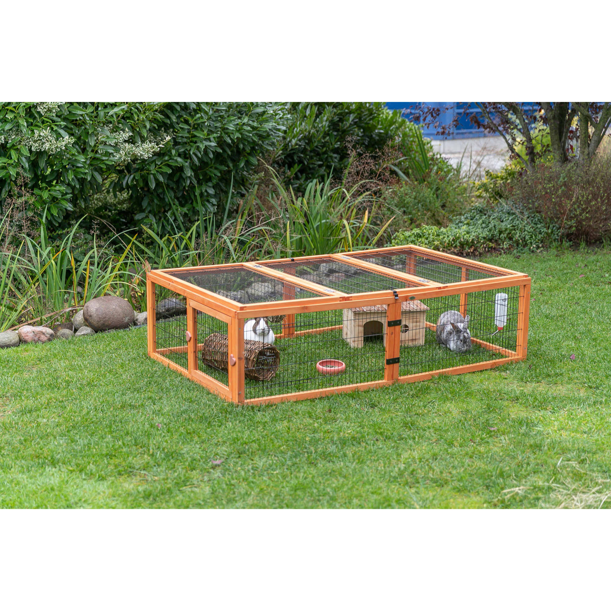 TRIXIE natura Rabbit Enclosed Outdoor Run, Wood and Wire, for Rabbits ...