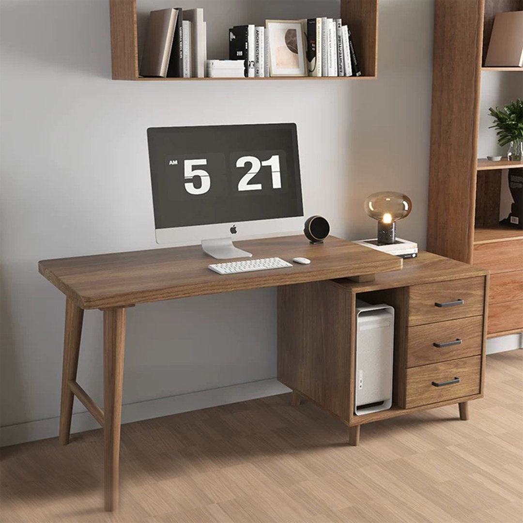 Furnire Lewi Nut-brown Rectangular Solid Wood desks | Wayfair