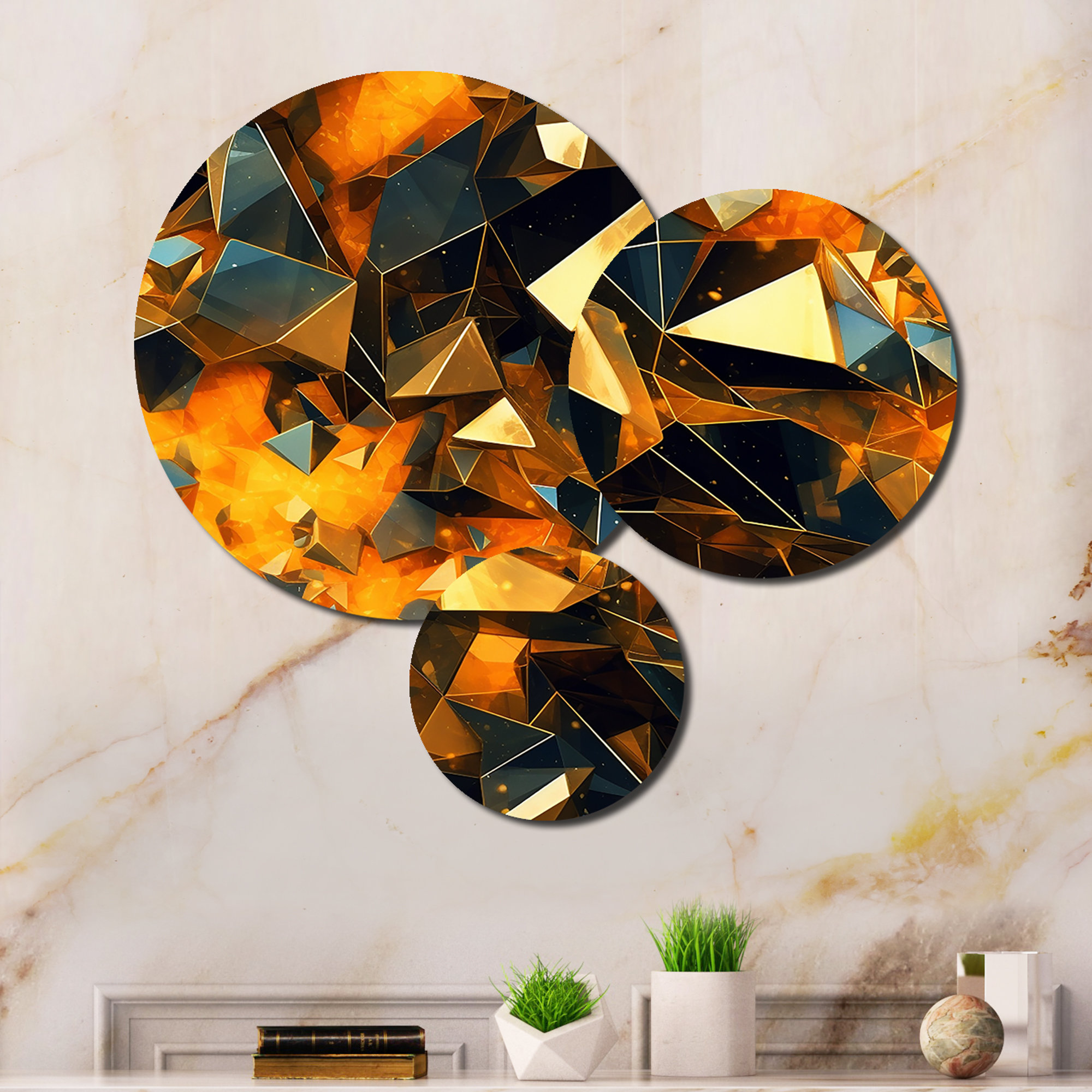 Ivy Bronx Gold Cubist Visions I - Cubism Metal Art Print Set - Wayfair ...