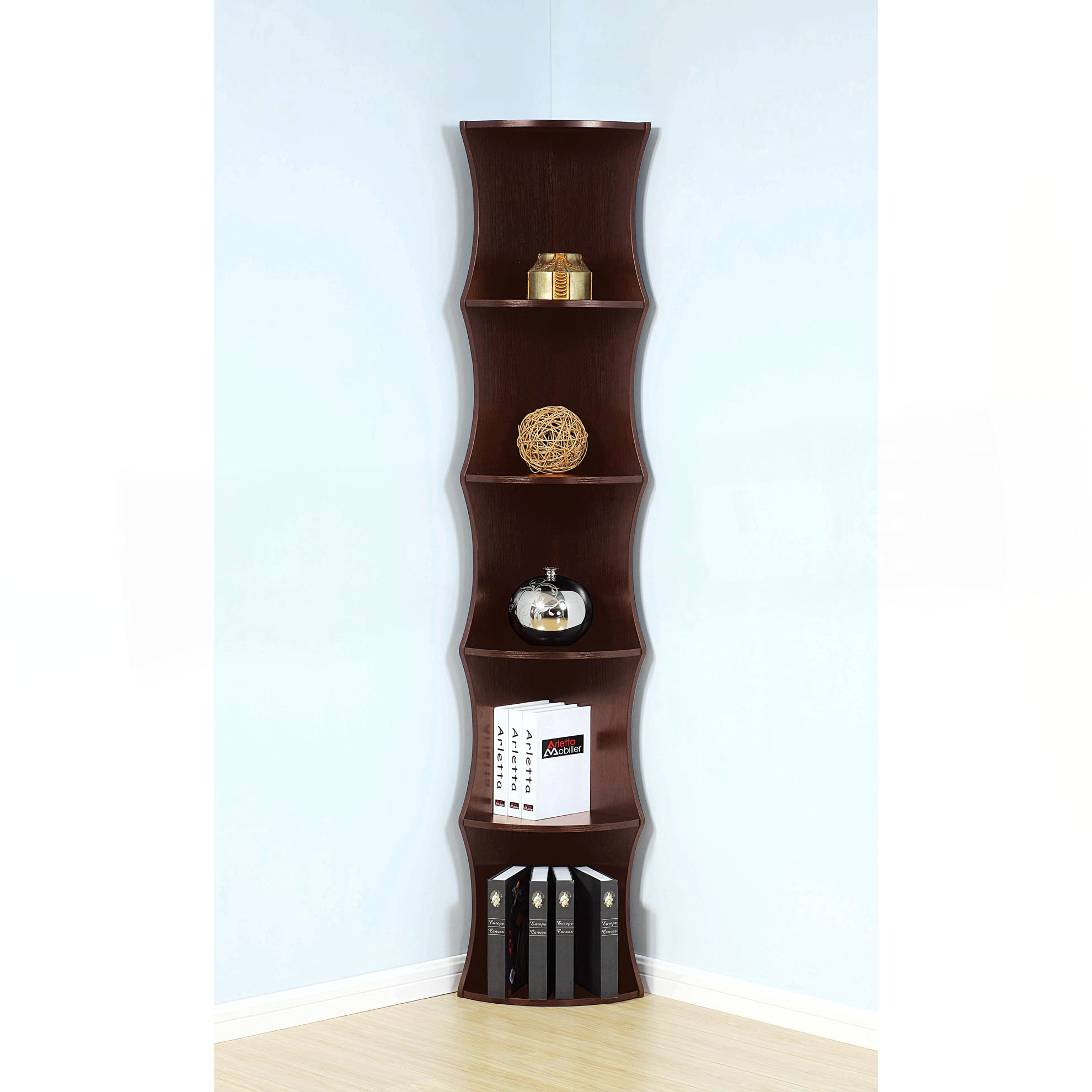 Ebern Designs Bookcase, Bookshelf,Quarter-Circle Curved Shelving Unit ...