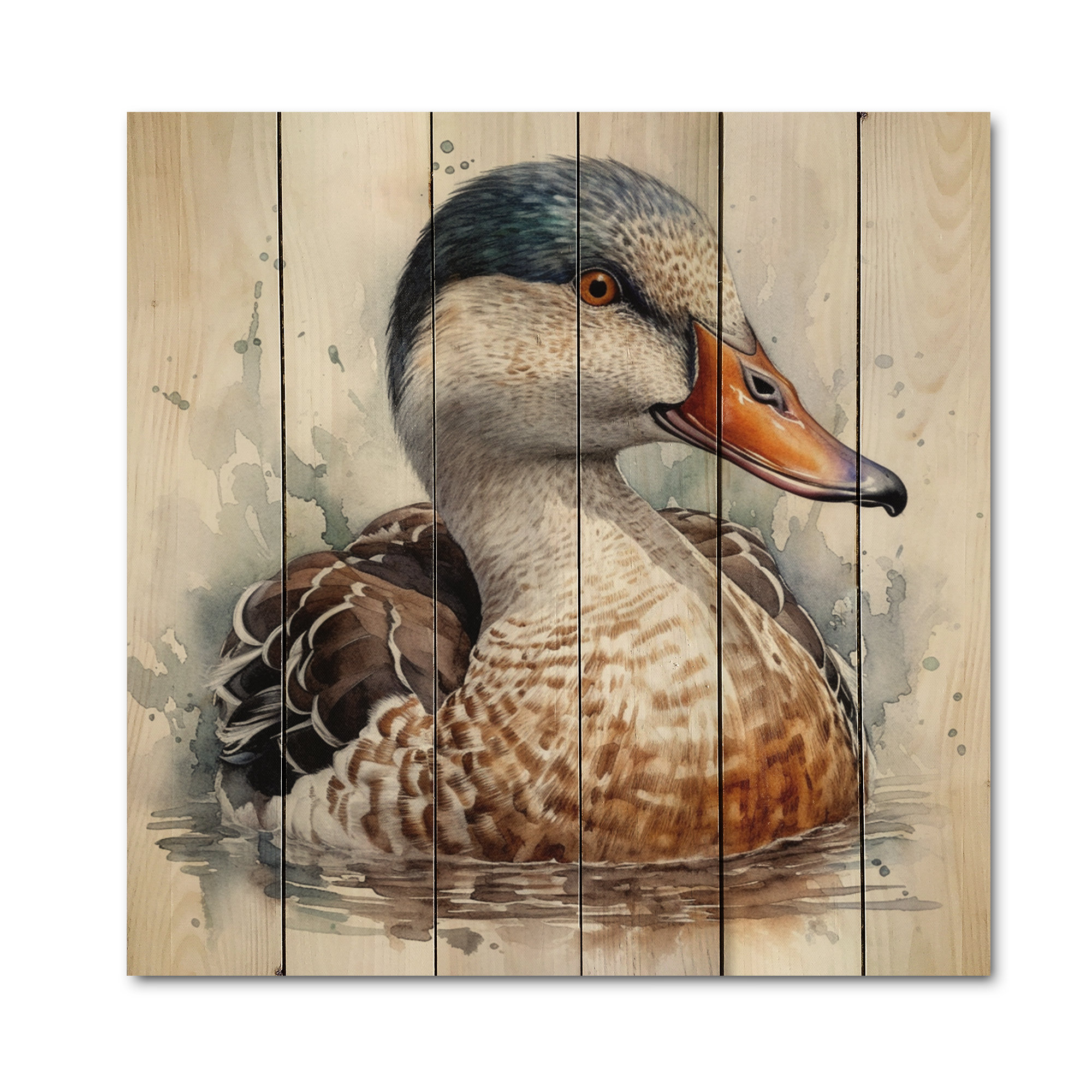 August Grove® Oklahoma Magnificent Male Duck I On Wood Print | Wayfair