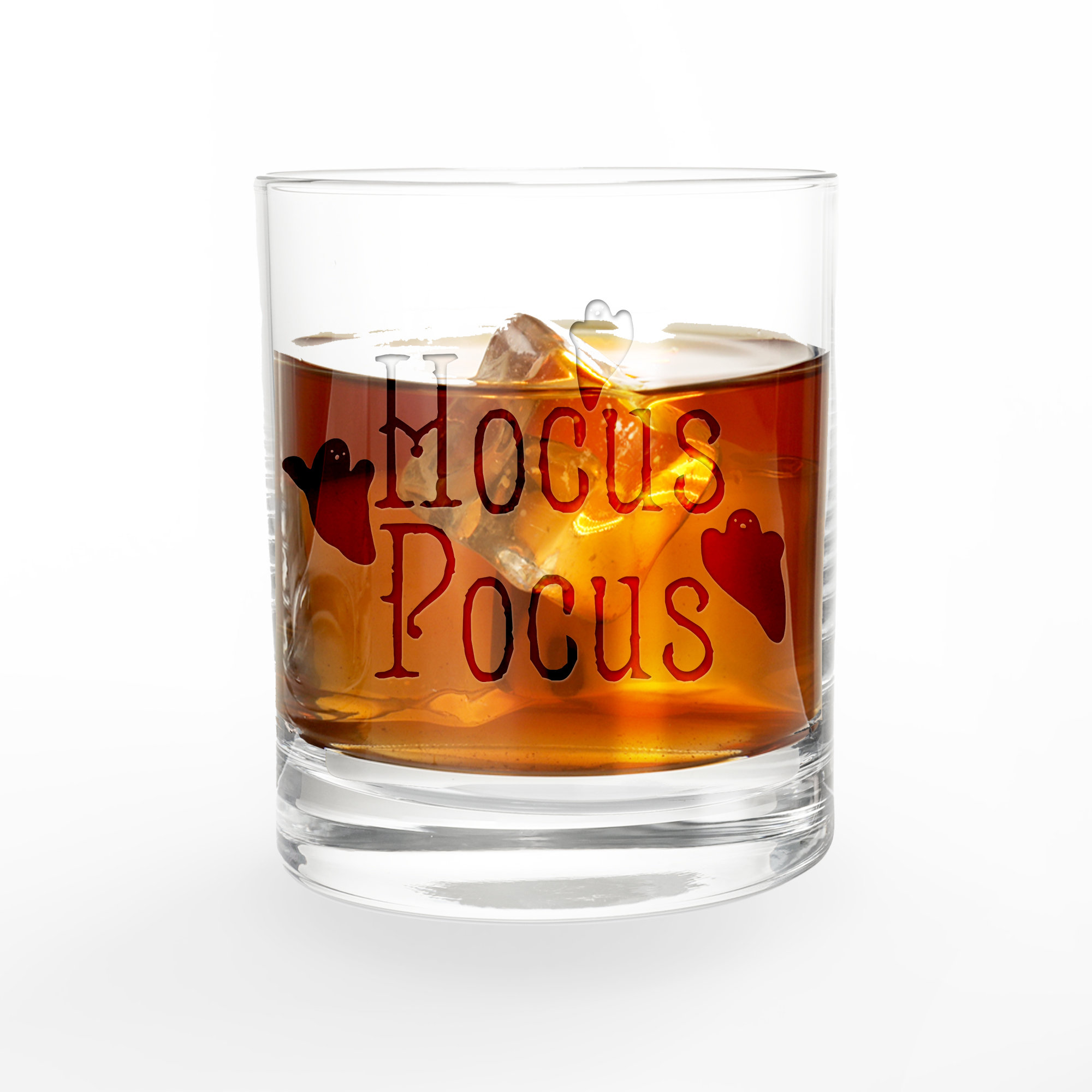 The Holiday Aisle® Hocus Pocus Ghost Pattern 11 oz. Whiskey Glass | Wayfair