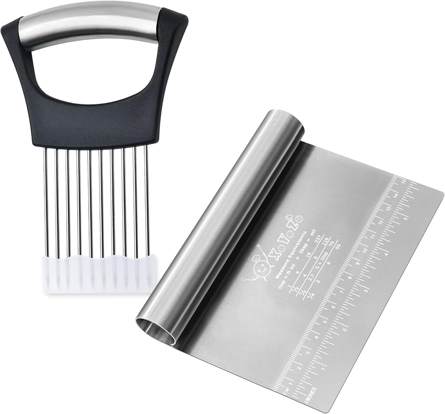 Stock Preferred Stainless Steel Bench Scraper & Onion Holder | Wayfair