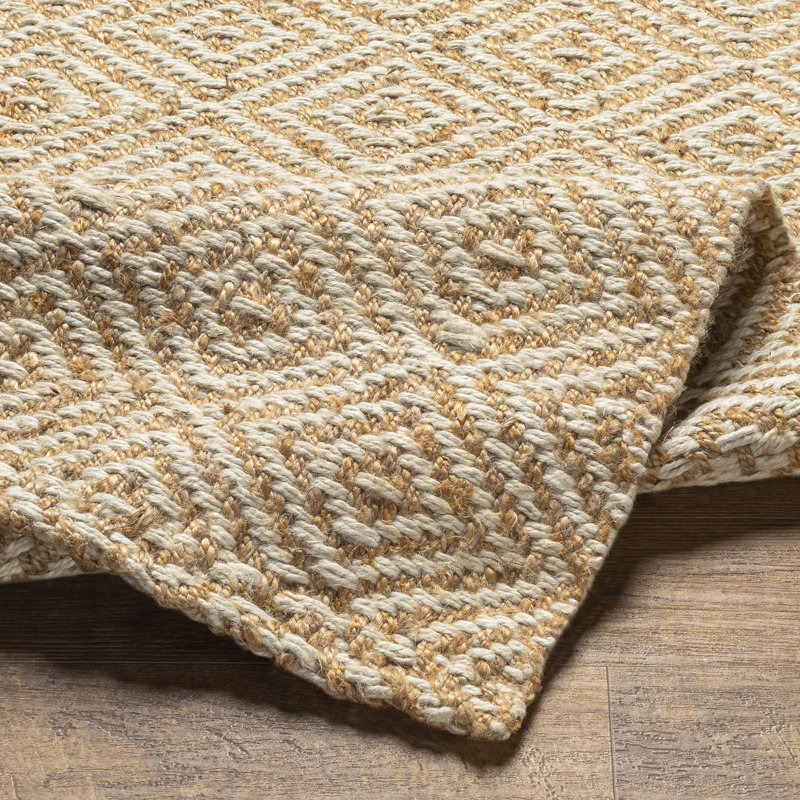 Union Rustic Anelija Geometric Hand Braided Jute Area Rug in Beige ...