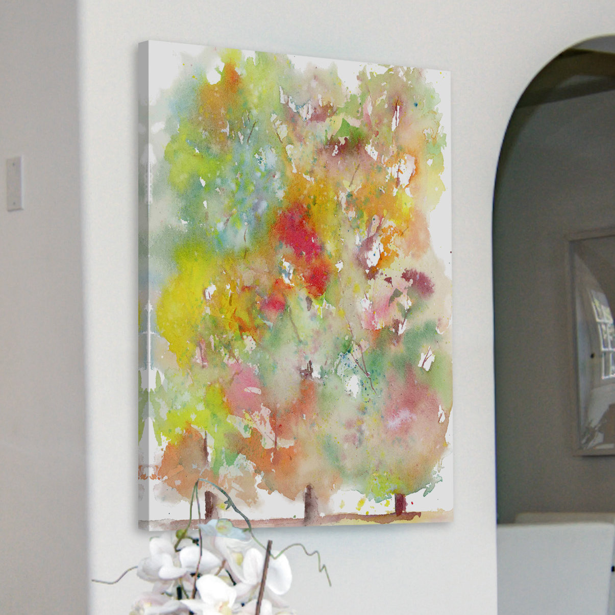 Latitude Run® 'Fall Trees' Watercolor Painting Print on Wrapped Canvas ...