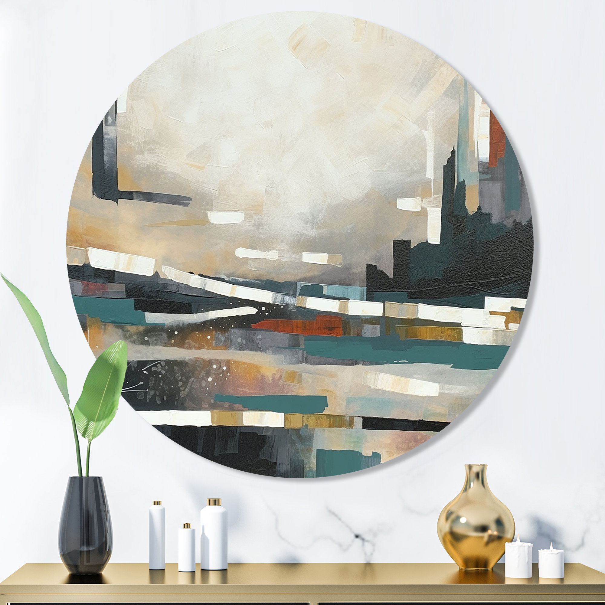 Ivy Bronx Beyond Nature III - Abstract Landscapes Round Metal Wall Art ...
