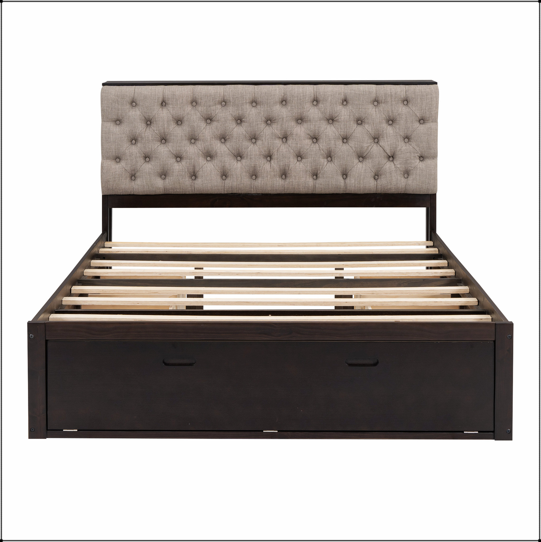 Lark Manor™ Wood Queen Size Platform Bed with Storage Headboard, shoe ...