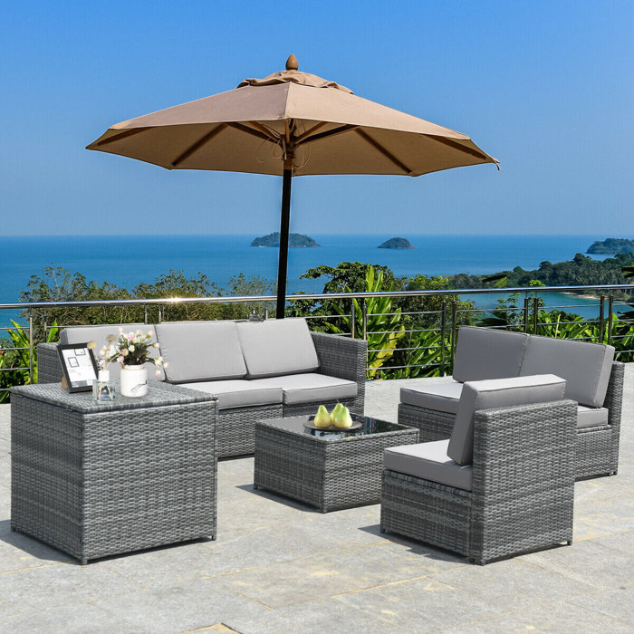 Ebern Designs Burand 6 - Person Outdoor Seating Group with Cushions ...