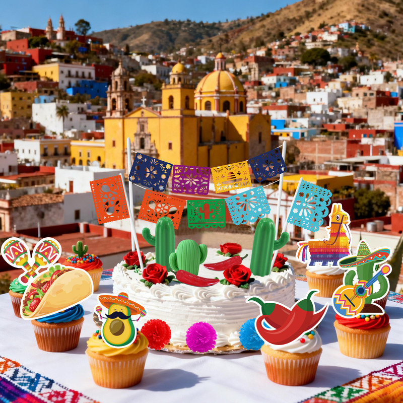 The Holiday Aisle® Mexican Fiesta Cake Topper Set, Cinco de Mayo Cake ...