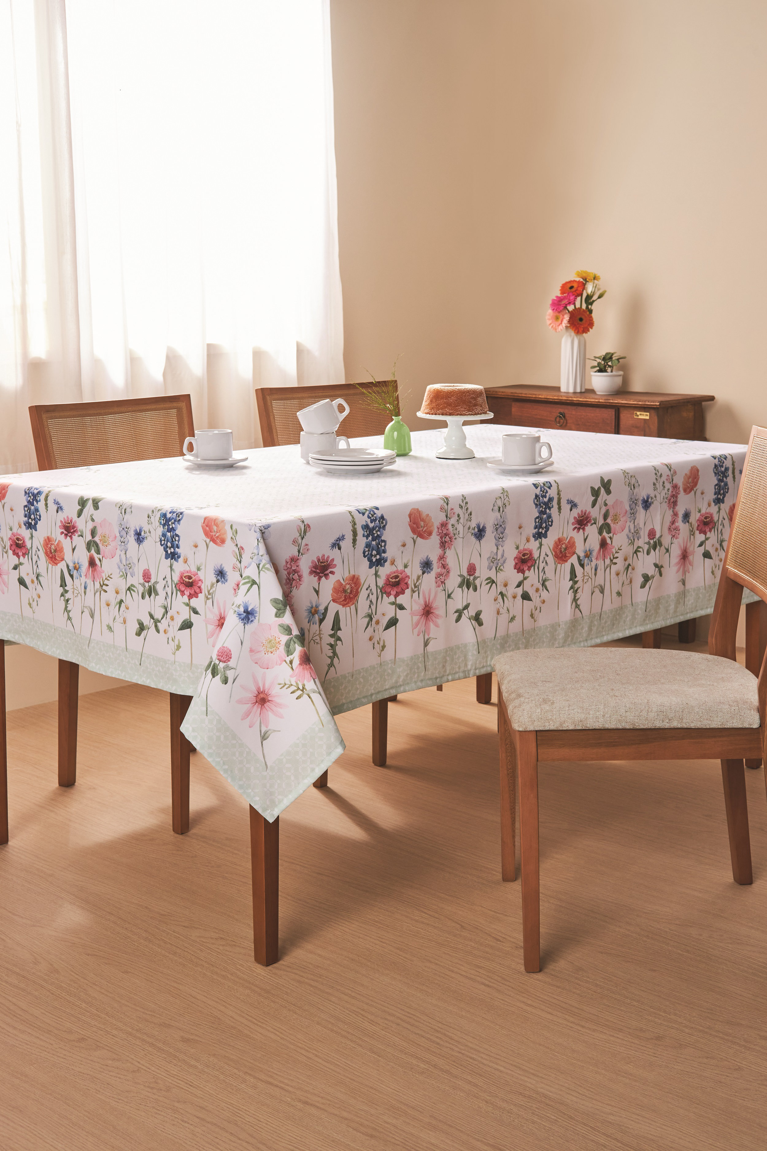 Winston Porter Halida Floral printed tablecloth with wildflowers in ...