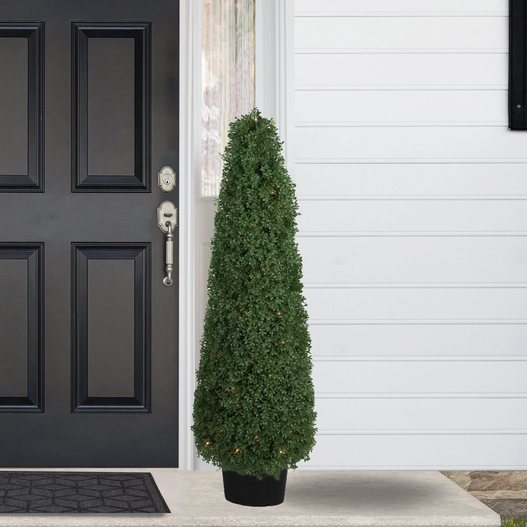 Northlight Seasonal 4' Pre-Lit Artificial Boxwood Cone Topiary Tree ...