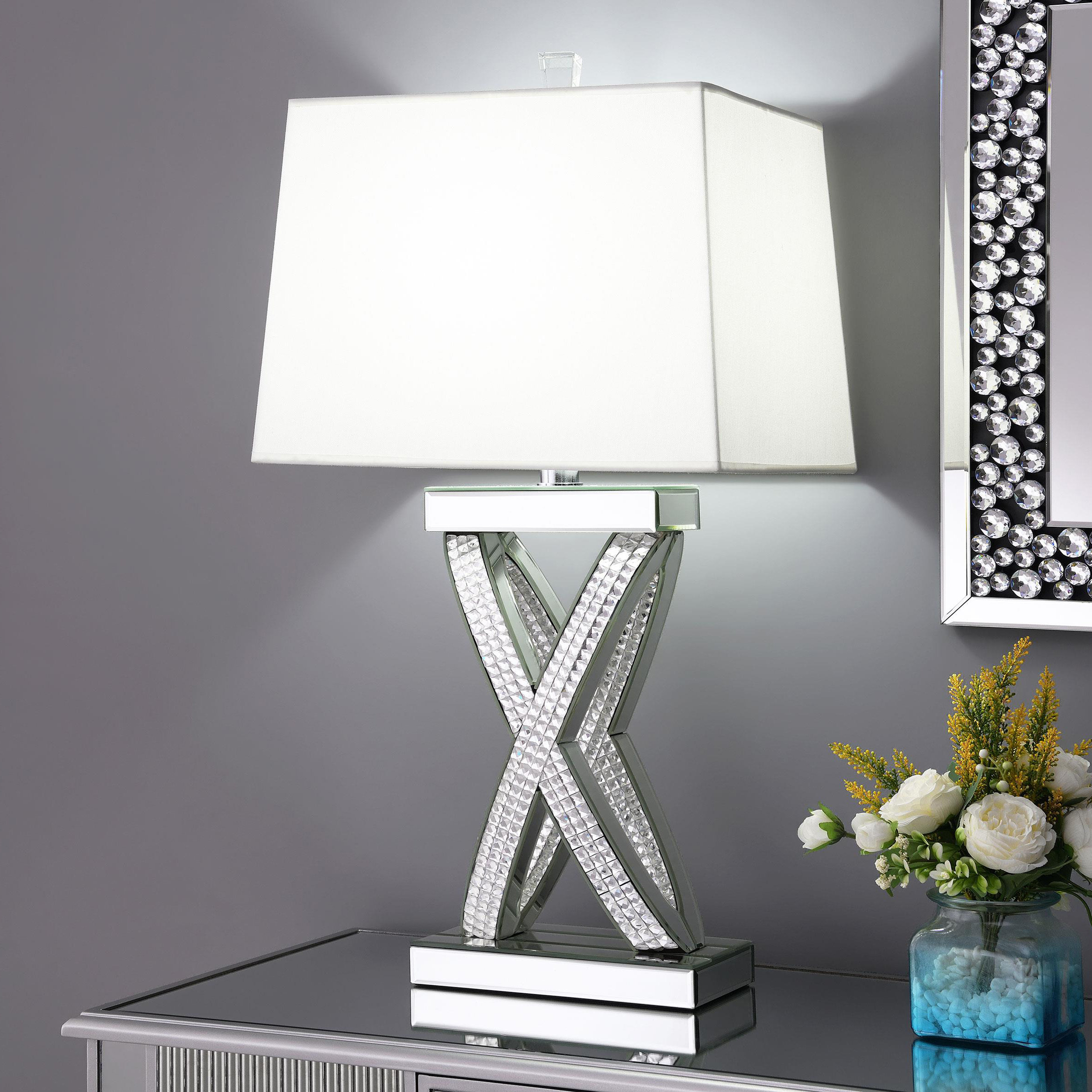 Everly Quinn 31-inch Tapered Mirrored Acrylic Table Lamp Silver ...