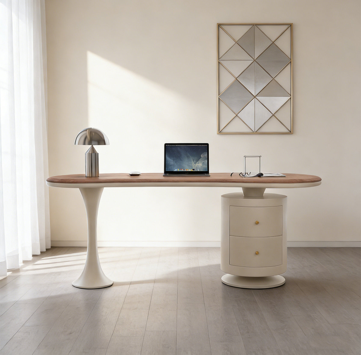 Wrought Studio Oval Shaped Desk with 2 Drawers - Wayfair Canada