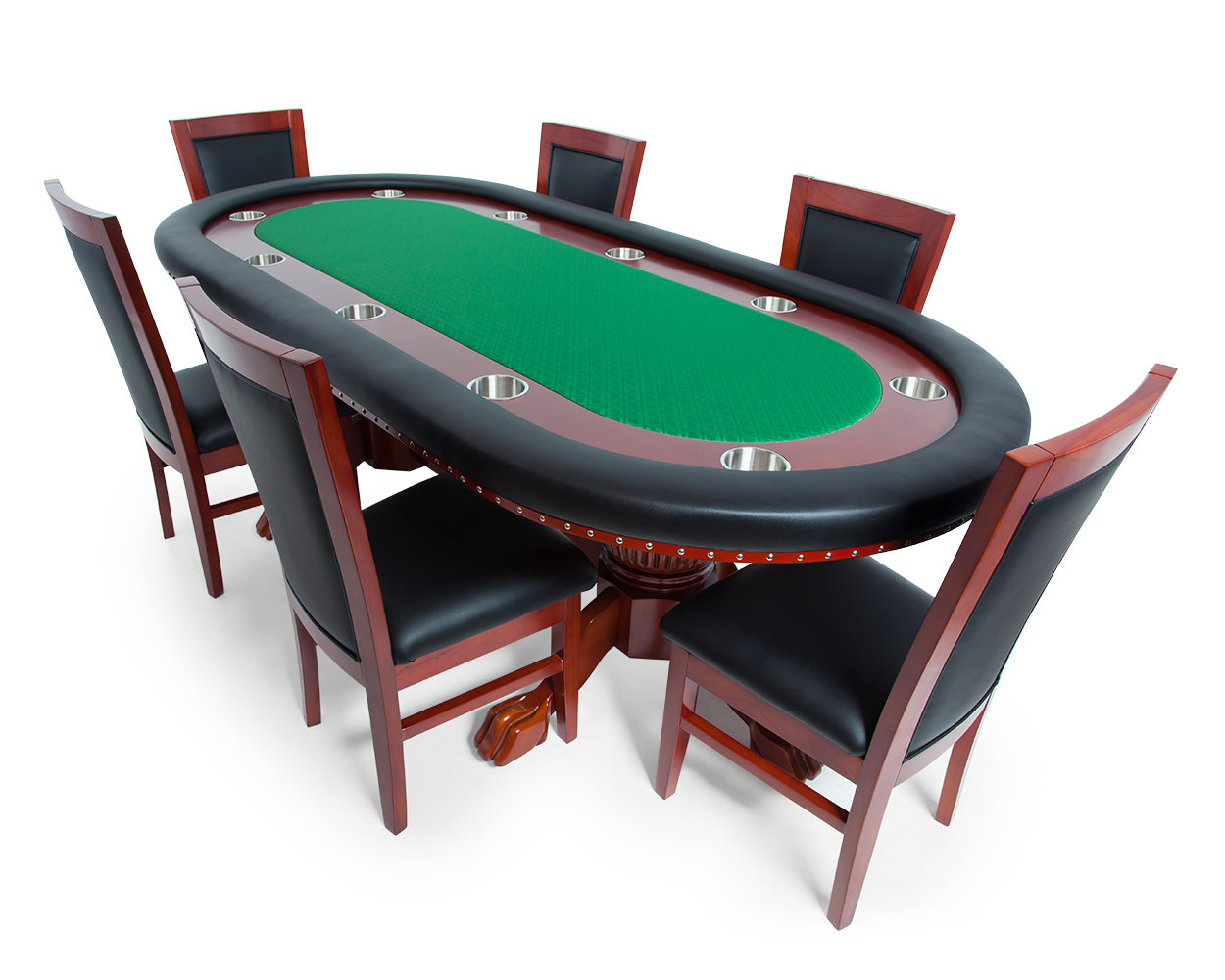 BBO Poker Rockwell Poker Table with Speed Cloth Playing Surface, with 6 ...