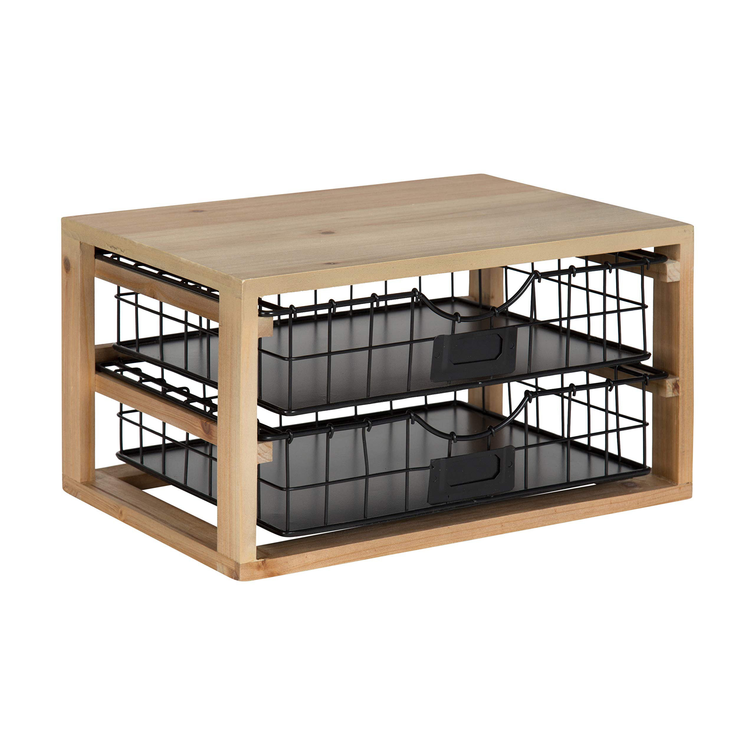 One Allium Way Rustic And Metal Desktop Drawer Organizer Letter Tray ...