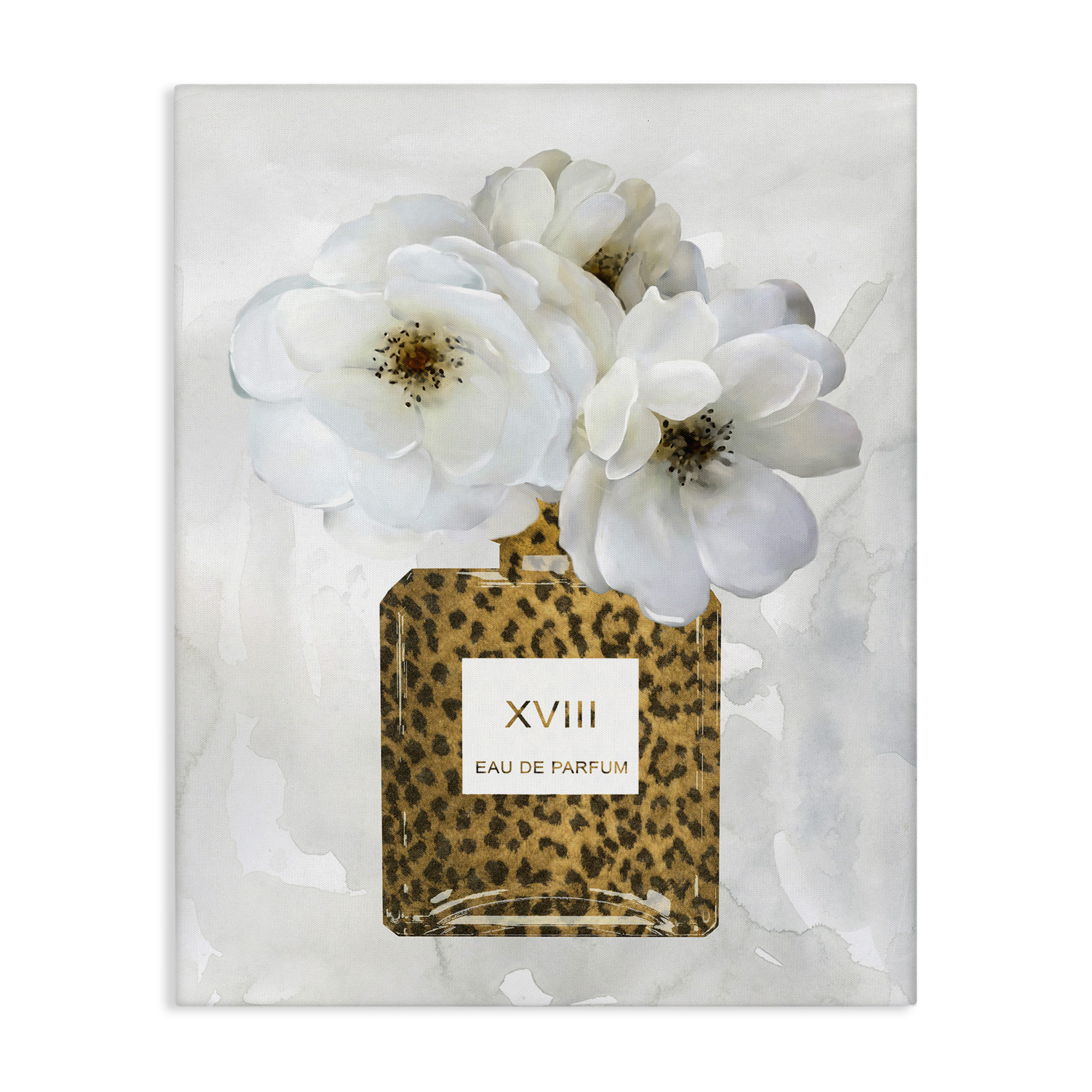 Stupell Industries Leopard Print Perfume Bottle Glam White Spring ...