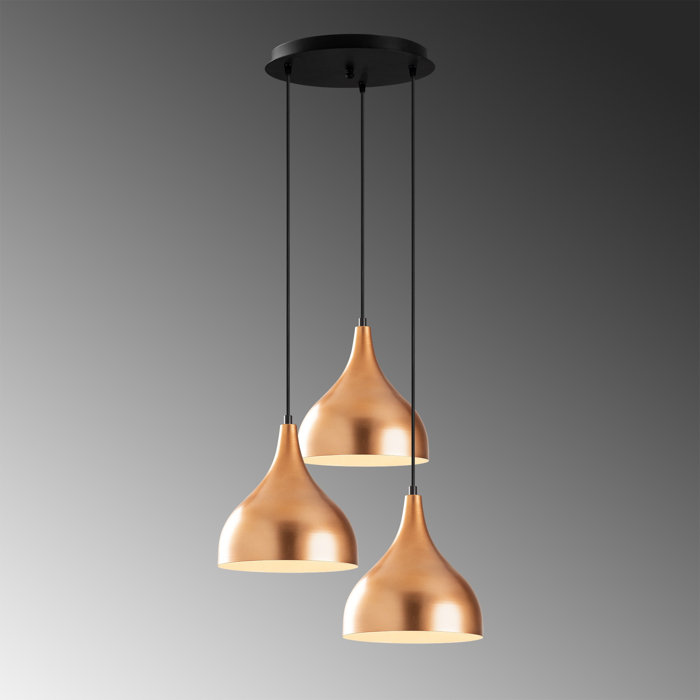 East Urban Home 3 - Light Copper/Black Cluster Pendant & Reviews | Wayfair