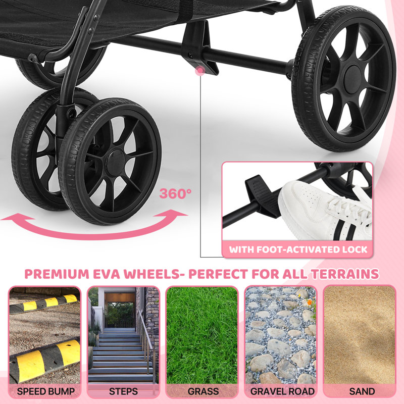 Magshion 3-In-1 Heavy-Duty Pet Stroller With Detachable Carrier 45 Lb ...