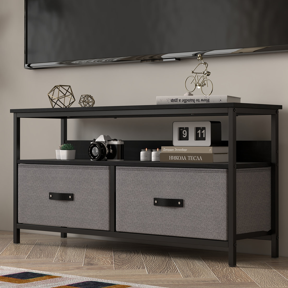 17 Stories Small Tv Stand Dresser With Drawers And Shelves For Home ...