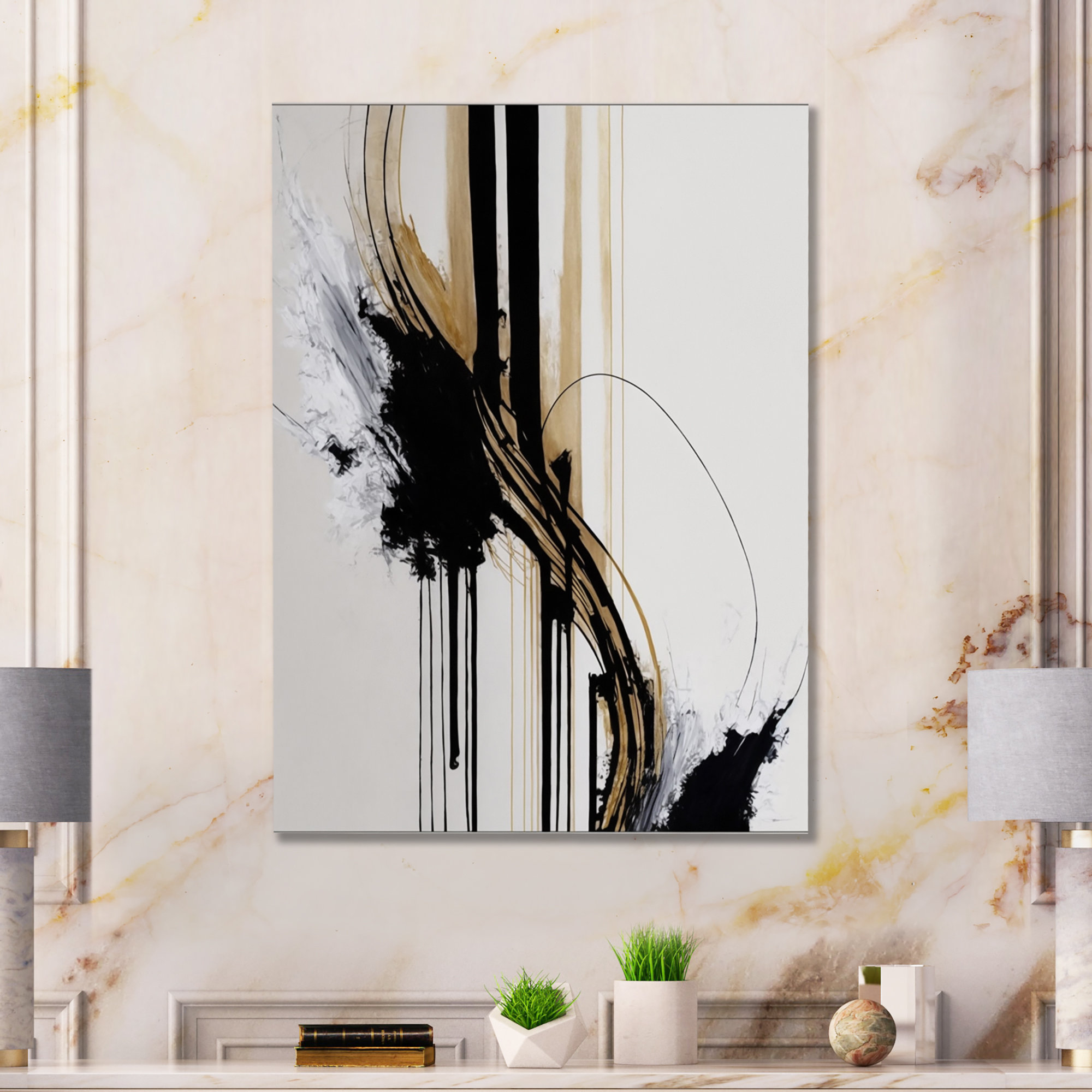 Ivy Bronx Amorian Golden Minimalist Abstract II - Unframed Graphic Art ...