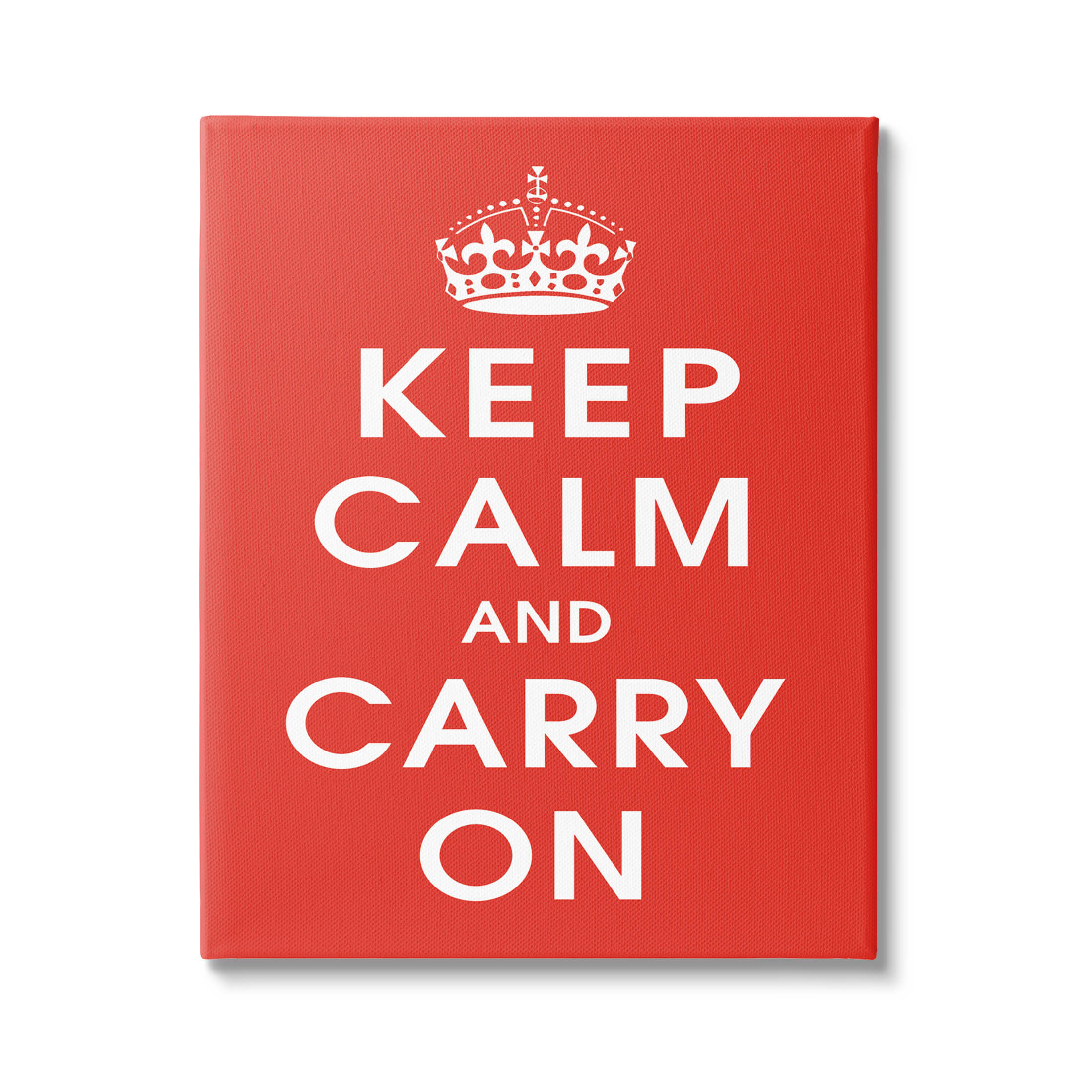 Stupell Industries Keep Calm And Carry On Red Phrase Canvas Wall Art By ...