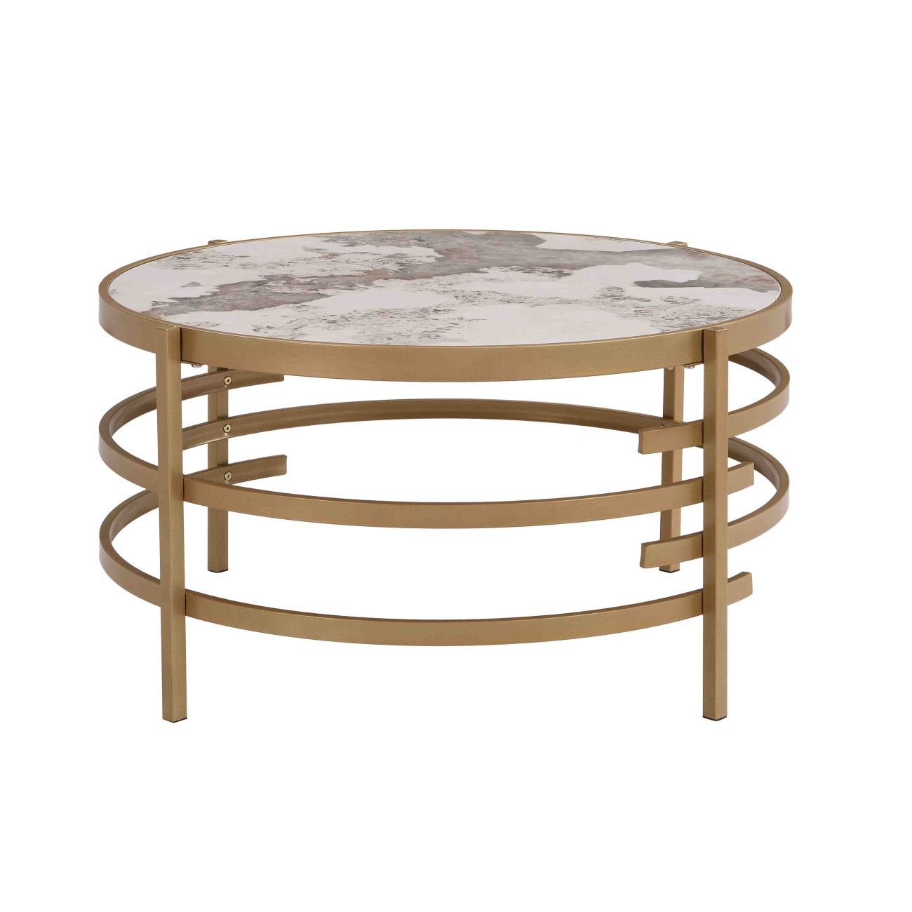 Mercer41 32.48'' Round Coffee Table With Sintered Stone Top&Sturdy ...