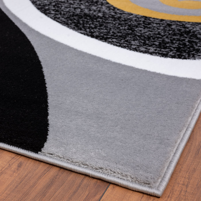 Ebern Designs Laurence Performance Yellow/Black/Gray Rug & Reviews ...