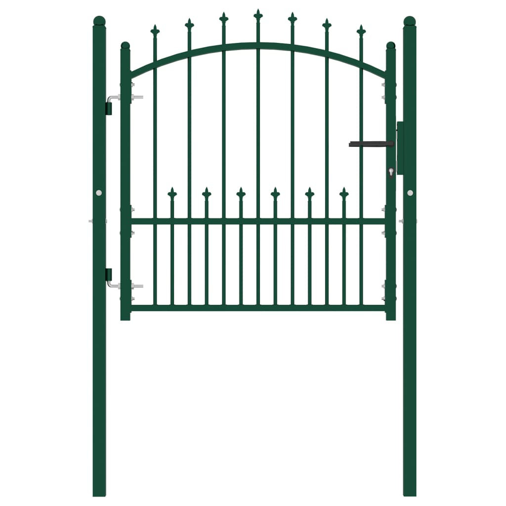 vidaXL Fence Gate with Spikes Steel Green | Wayfair