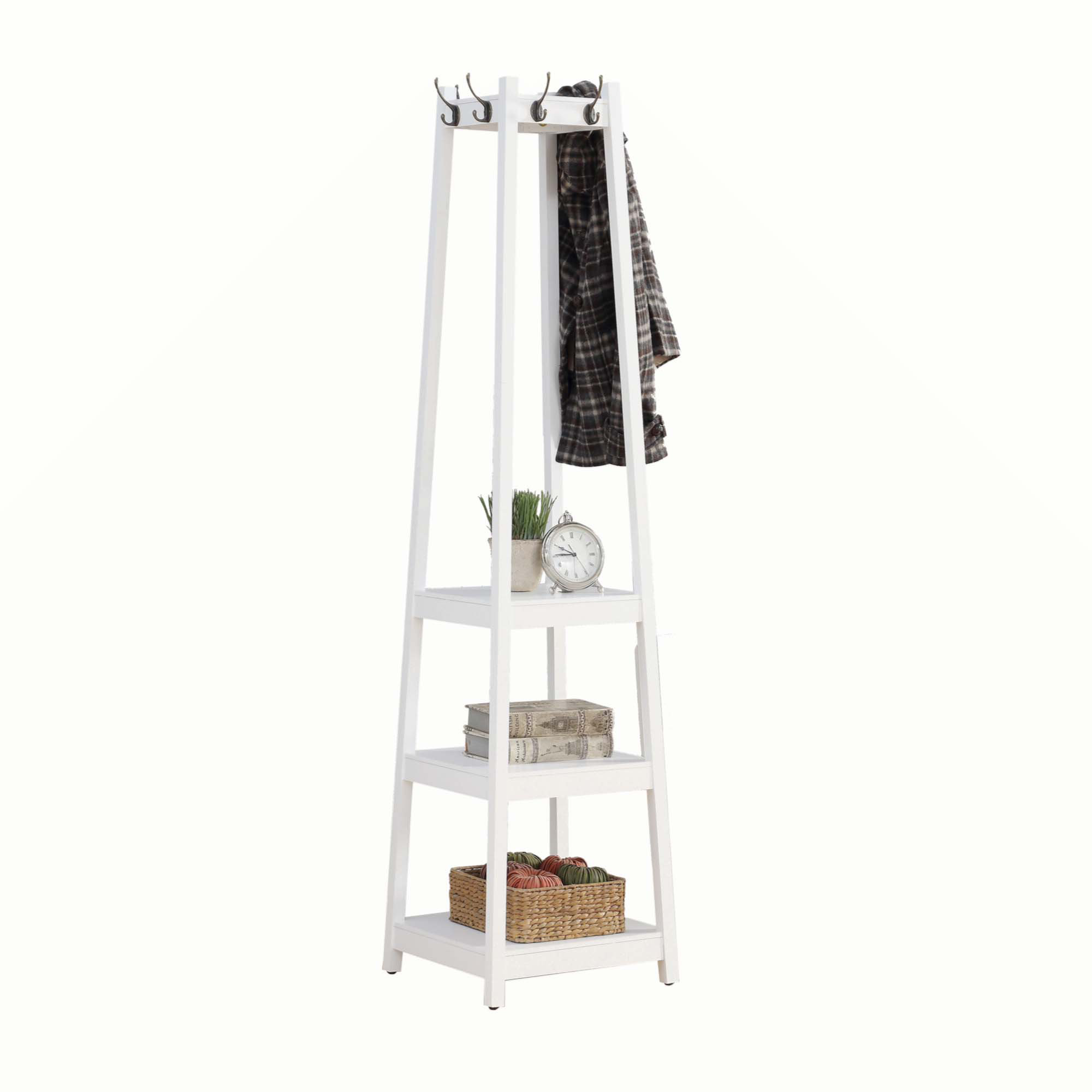 Ebern Designs Hwang Coat Rack with Big Hooks and 3-Tier Storage Shelves ...