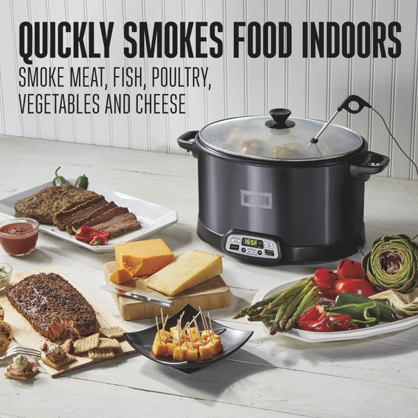 Weston 2-in-1 Indoor Smoker & 6 Quart Slow Cooker With Party Dipper ...