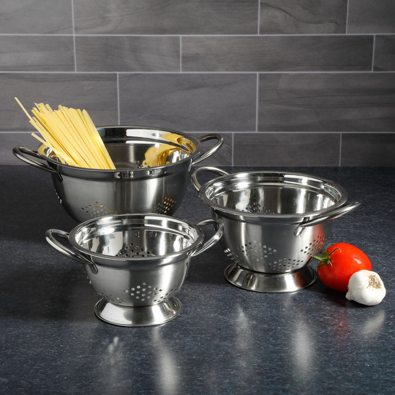 Oster Metaline 3 Piece Stainless Steel Kitchen Colander Set In Silver ...