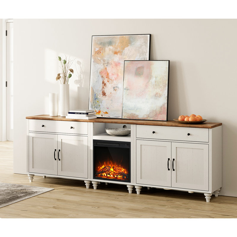 Charlton Home® Sideboard Cabinet With 7 Storages, Vintage Wood Grain ...