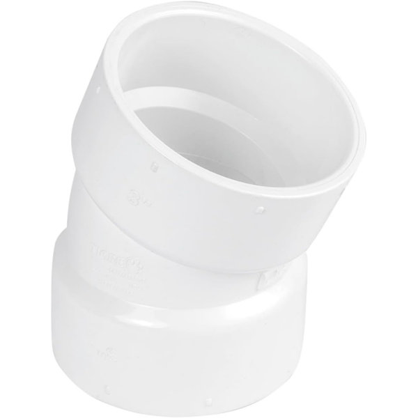 Supply Giant 6 in. White PVC DWV 1/16 Bend 22.5° Elbow, Hub x Hub ...