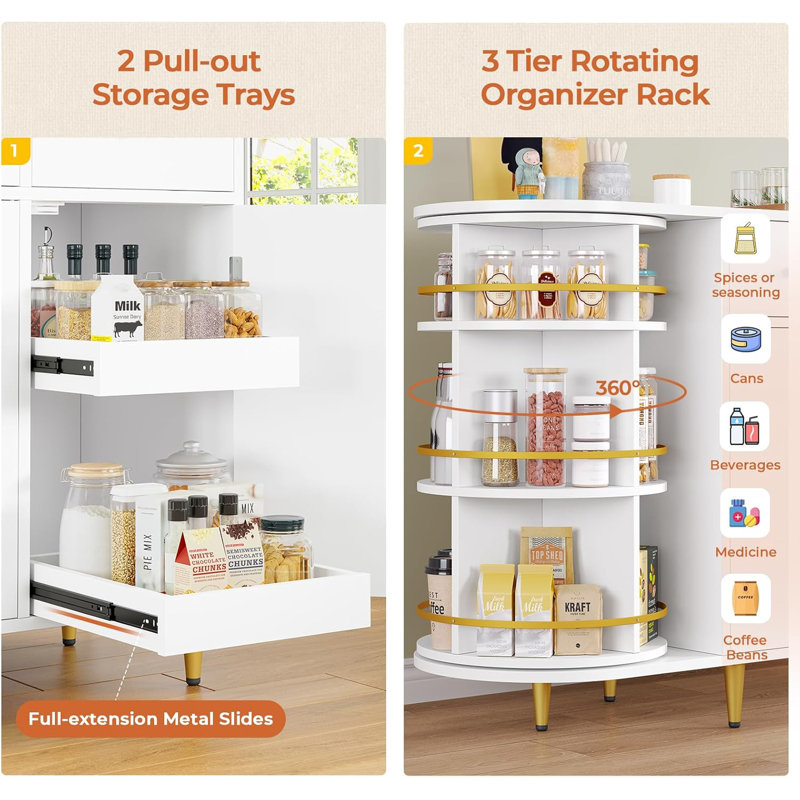 Mercer41 Buffet Cabinet With Storage And Power Outlets, 55" Large ...