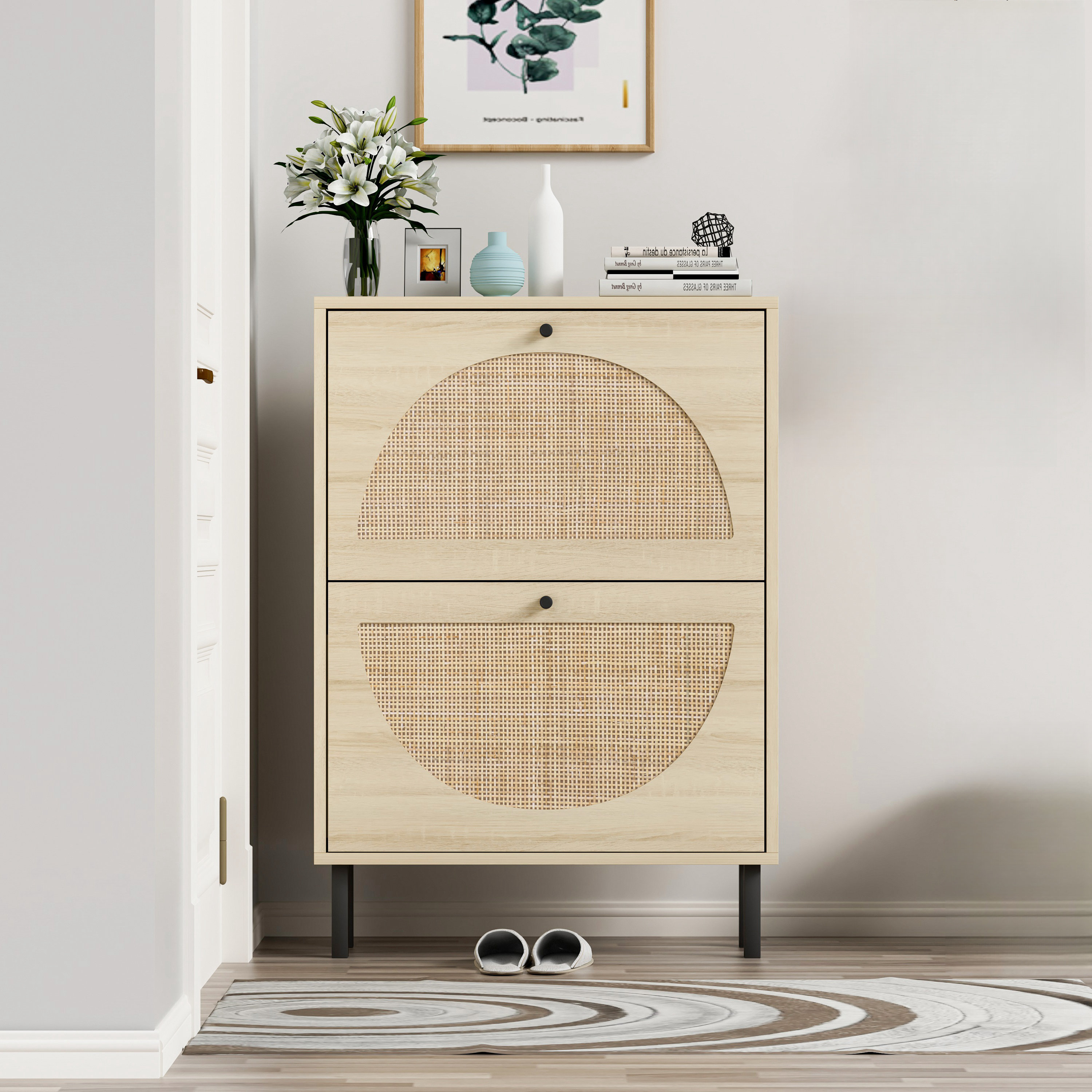 17 Stories 12 Pairs Rattan Shoe Storage Cabinet - Wayfair Canada