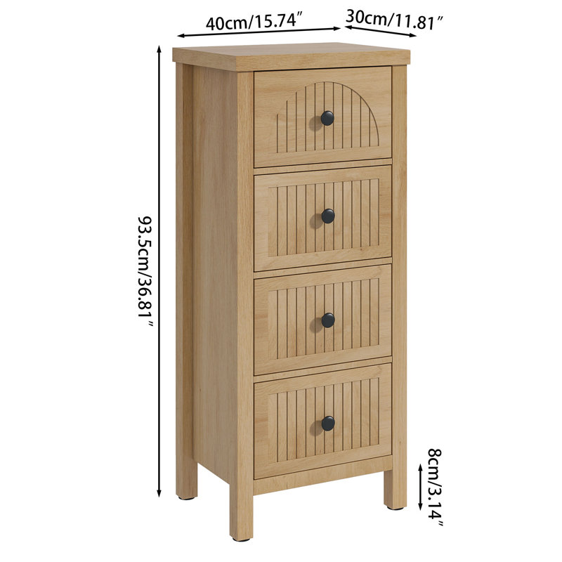 HABOM 4 Drawer Dressers, Fluted Chest of Drawers for Bedroom Living ...