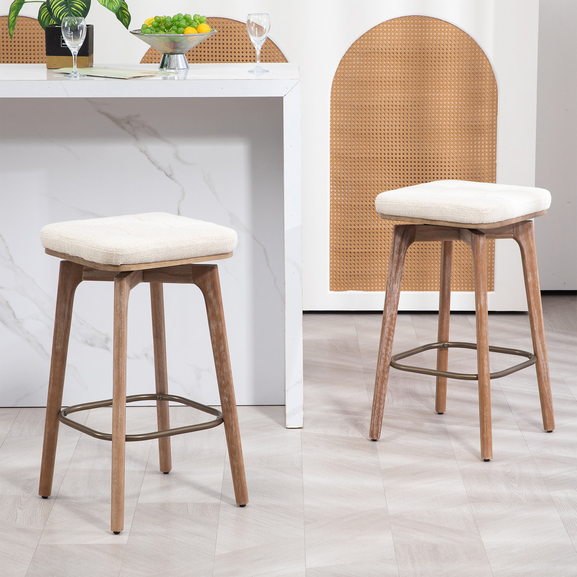 Latitude Run® Oliviah Swivel Upholstered Counter Stool & Reviews | Wayfair