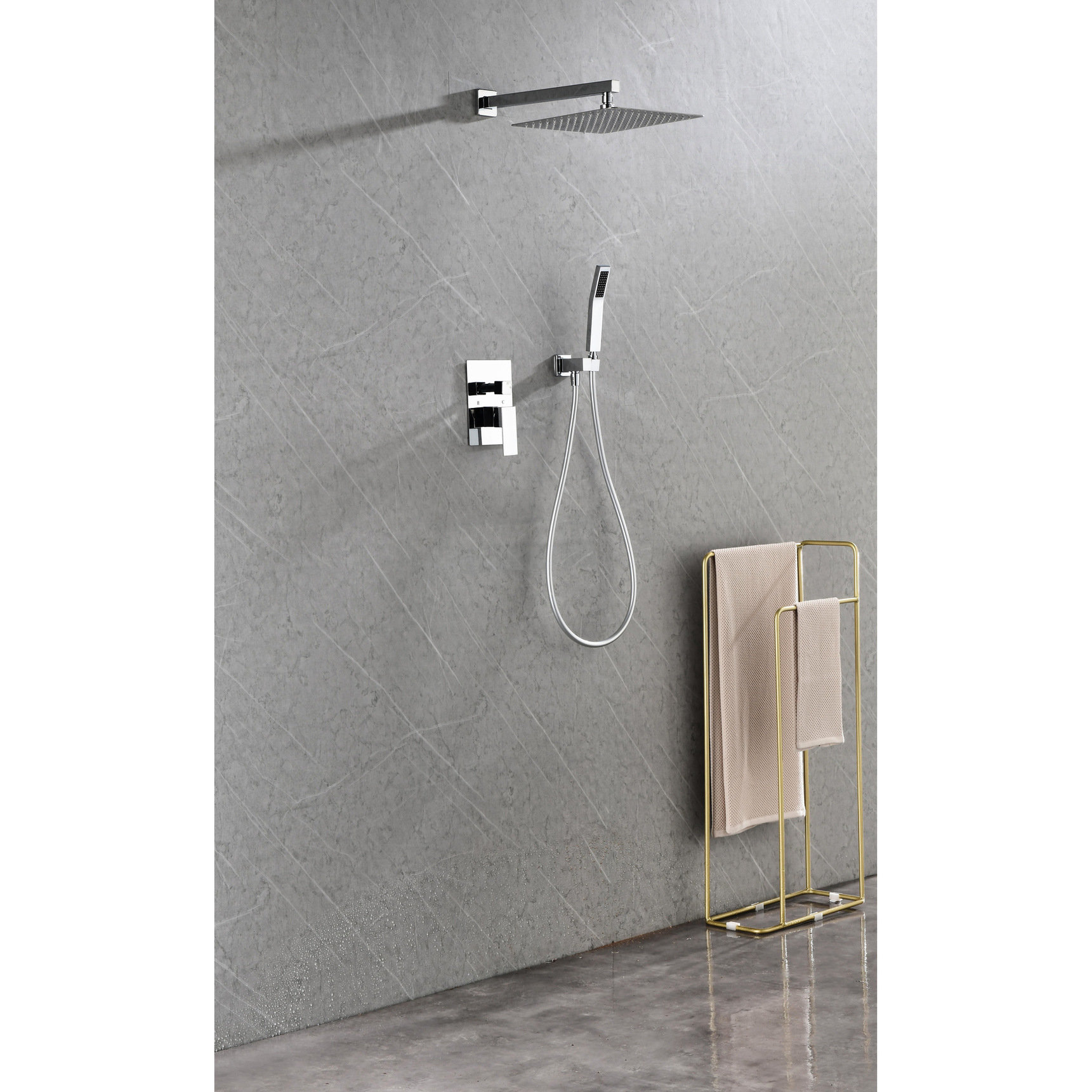 TUOXIN Luxury Bathroom Shower Faucet - Wall Mounted Rain In White Brass ...