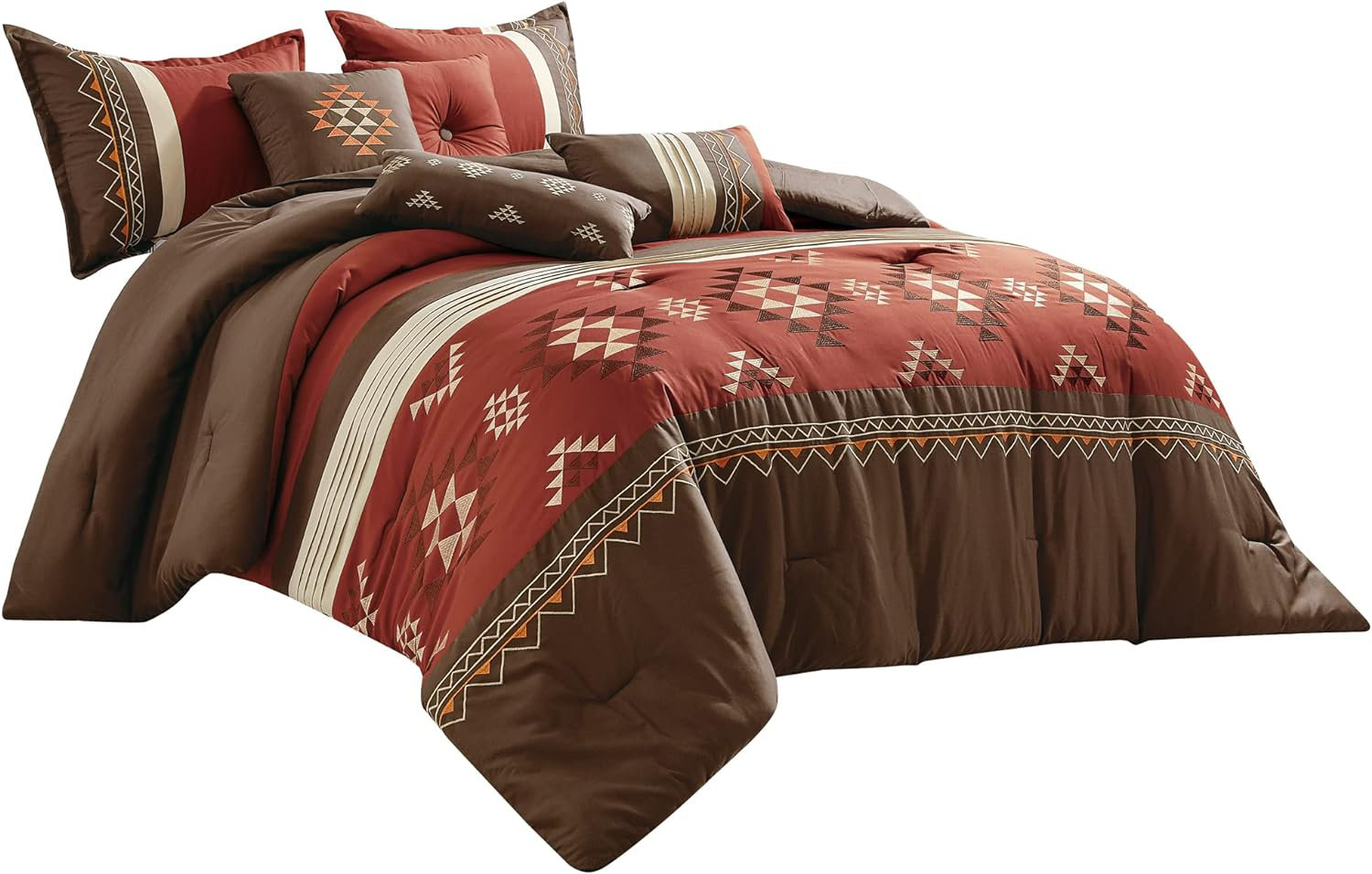 Chezmoi Collection 7-Piece Rustic Southwestern Native Aztec Comforter ...
