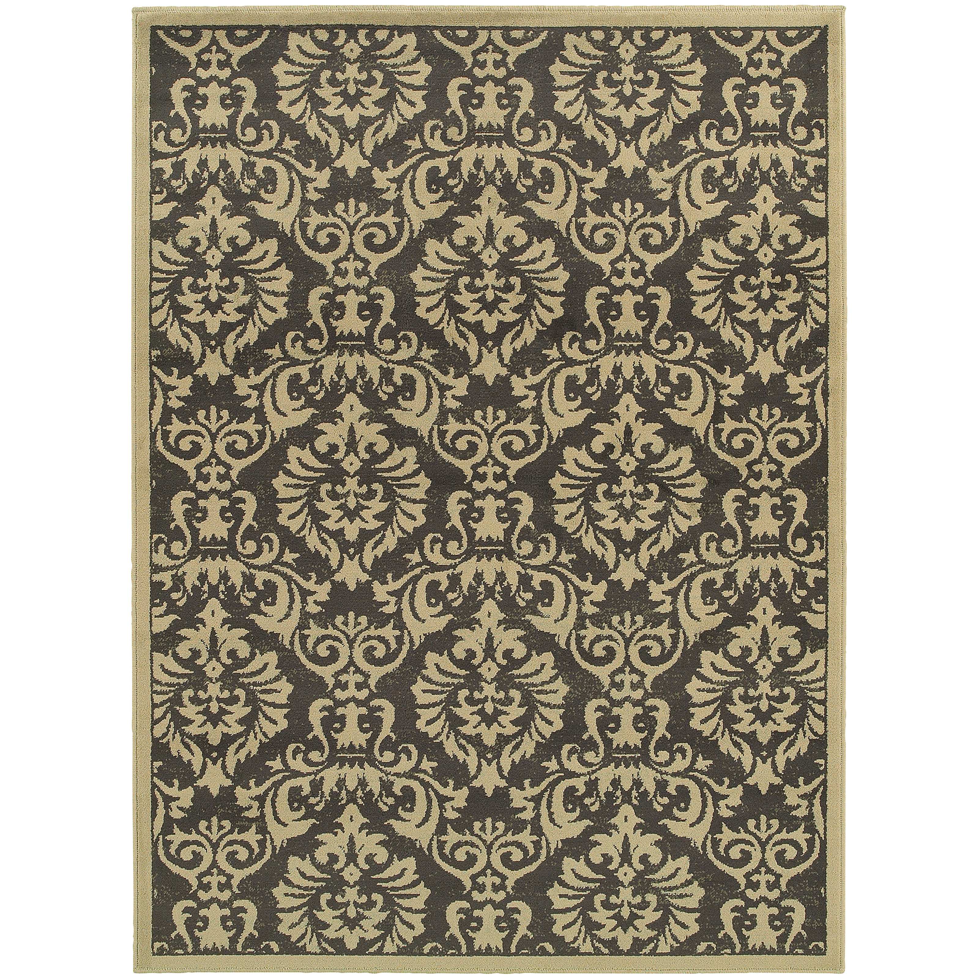 Fleur De Lis Living Acropolis Damask Charcoal/Ivory Area Rug & Reviews ...