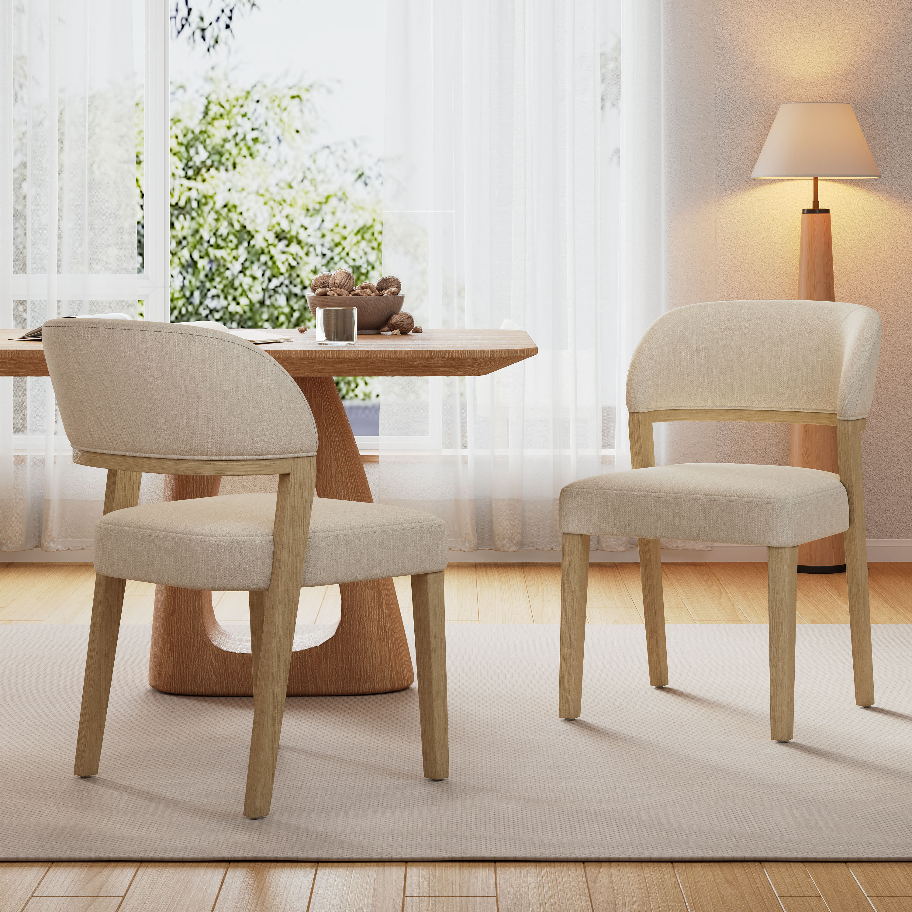 Ebern Designs Miloh Upholstered Dining Chairs With Rubberwood Legs ...