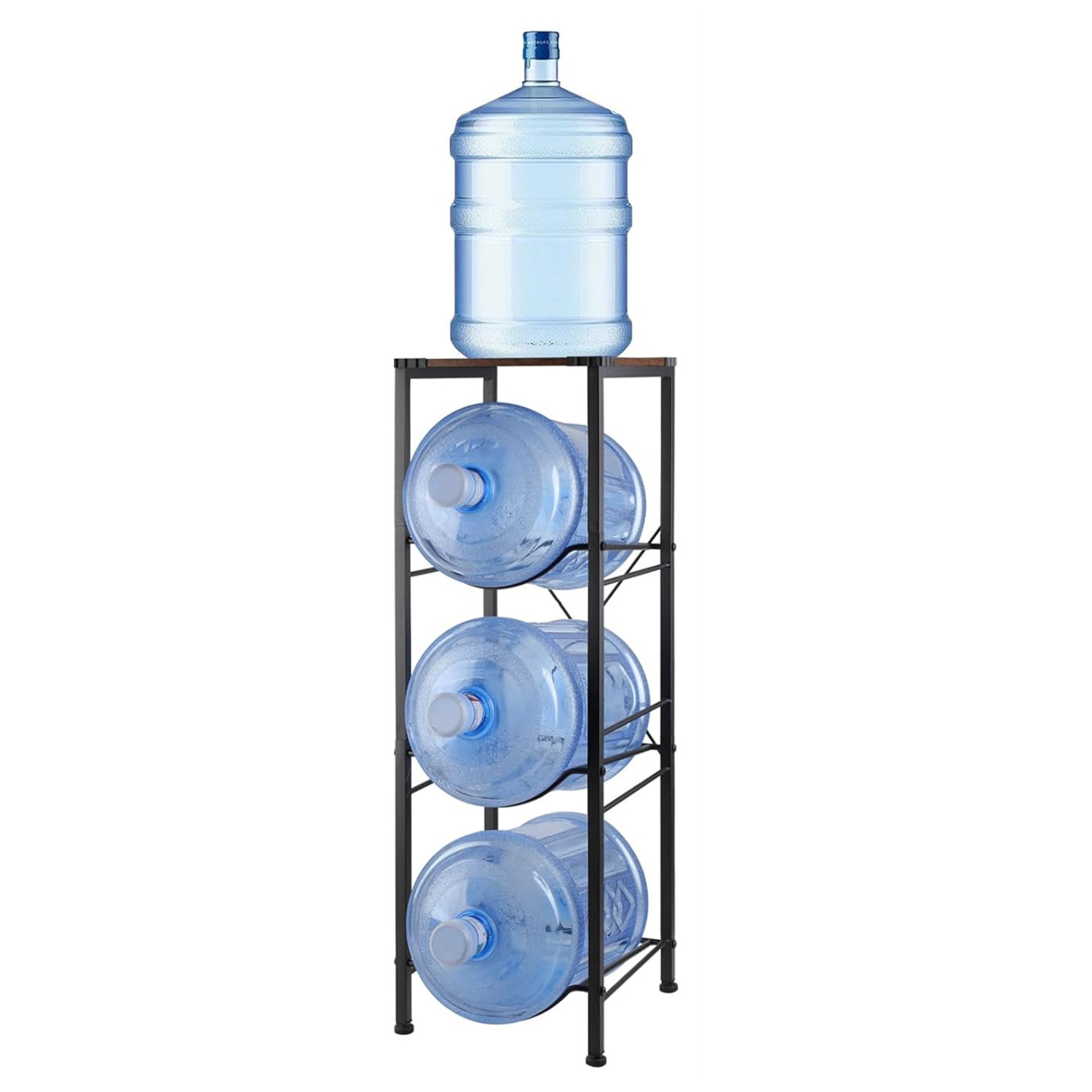 Rebrilliant 3-Tier Water Bottle Rack, Wood Top Metal Frame,Black ...