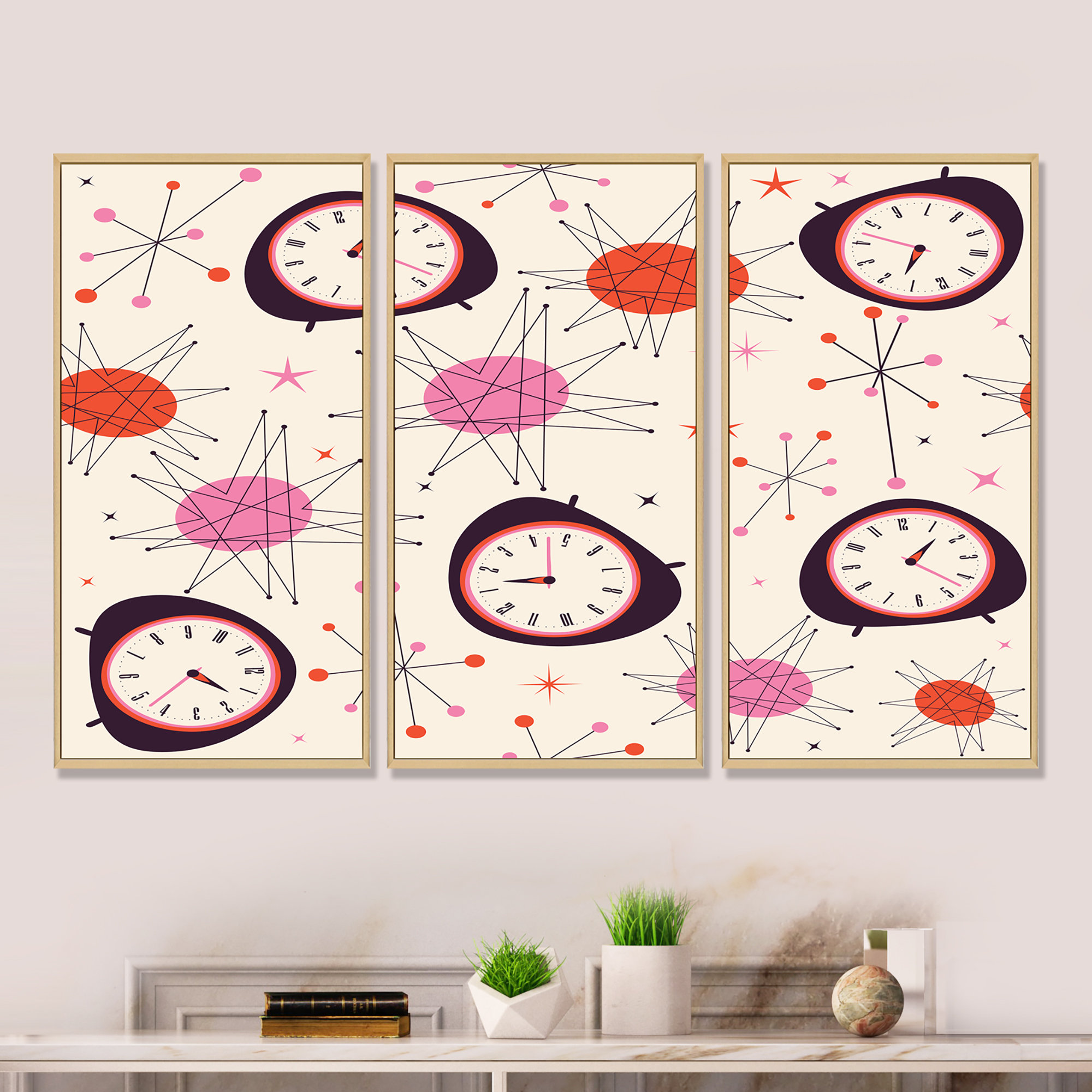 George Oliver Funky Midcentury Clocks - 3 Piece on - Wayfair Canada
