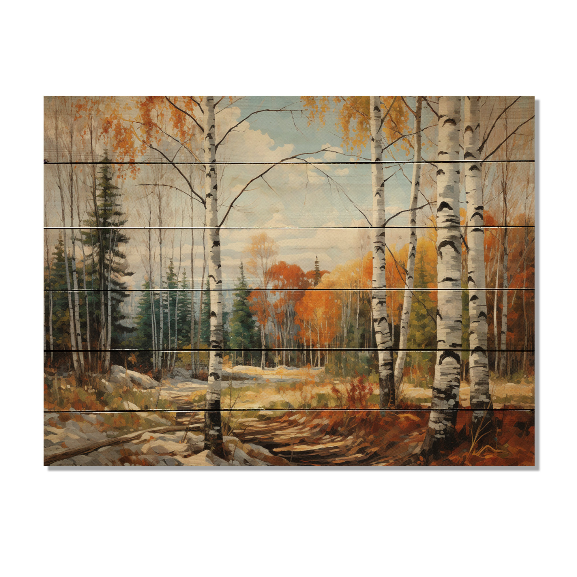 Millwood Pines Brentt Birch Wood Seasonal Birch II On Wood Print | Wayfair
